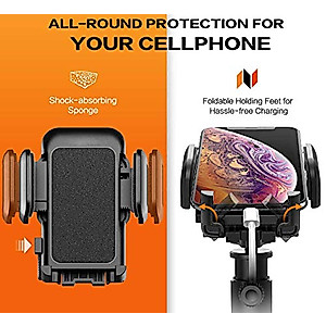 Pokanic Car Cell Phone Mount Stand Holder Cradle Dashboard Windshield Washable Sticky Gel Pad 360 Rotation Three-Side Grips Universal (Dashboard Mount)