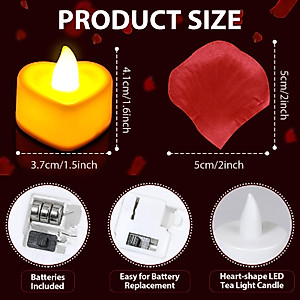 Flasoo Rose Petals and Candles Set for Romantic Decoration, 3000 Pcs Red Rose Petals and 36 Pcs Heart Candle Lights for Special Night, Wedding, Anniversary, Valentine Day for Hotel and Bedroom Decor