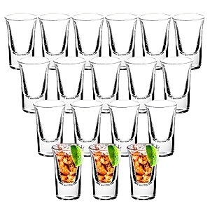 YULEER Shot Glass, 1-Ounce Whiskey Glass Set, Clear Heavy Base Shot Glasses Set of 18