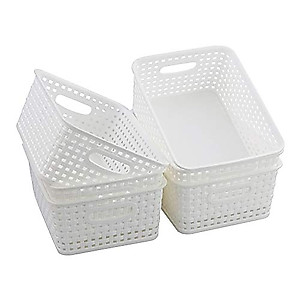 Farmoon White Plastic Basket, Small Storage Baskets, 6 Packs