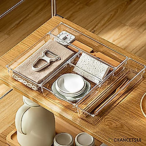 25 PCS Clear Plastic Drawer Organizer Set, 4 Sizes Desk Drawer Divider Organizers and Storage Bins, Organizer Trays and Bathroom Drawer Organizers for Makeup, Bedroom, Office, Kitchen Divider Utensils