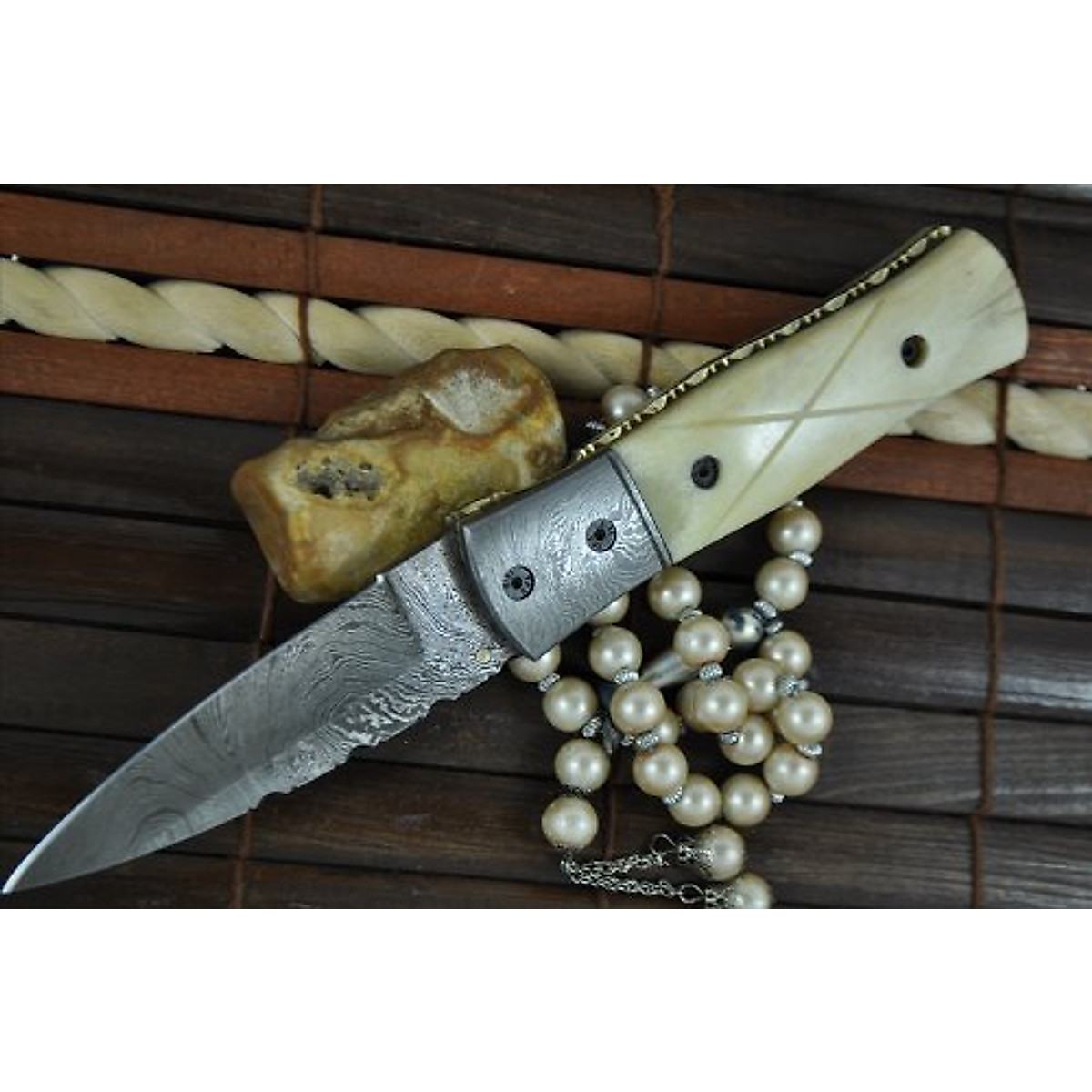 Perkin Knives - Handcrafted Damascus Hunting Knife - Folding Knife