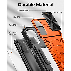 WTYOO for Motorola Moto-G-5G 2022 Case: Military Grade Shockproof Protection Cover with Kickstand | Matte Textured Rugged Protective TPU & Drop Proof Sturdy Phone Case - Orange
