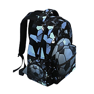 Krafig Boys Girls Kids Sport 3D Soccer School Backpacks Bookbag, Elementary School Bag Travel Backpack Daypack