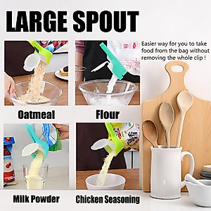 2PCS Bag Clips with Pour Spout,Food Bag Clip With Pour Spouts,Bag Spout Clips,Seal and Pour Bag Clips,Reusable Plastic Cap Sealer Clips, Great for Organizing and Storing Food in the Kitchen(White)