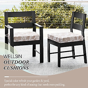 Wellsin Outdoor Chair Cushions for Patio Furniture - Outdoor Cushions for Chairs - Water Resistant Patio Chair Cushions Set of 4, 18.5"X16"X3", Flower Beige