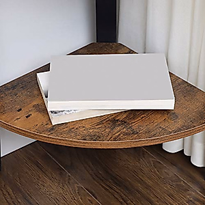 VASAGLE Corner Shelf Stand, 4-Tier Corner Bookshelf, Industrial Corner Ladder Shelf, Plant Stand Display Shelf for Living Room, Office, Kitchen, Rustic Brown and Black ULLS34X