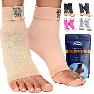Bitly Plantar Fasciitis for Women & Men Socks Foot & Ankle Compression Sleeve, Nude, XL