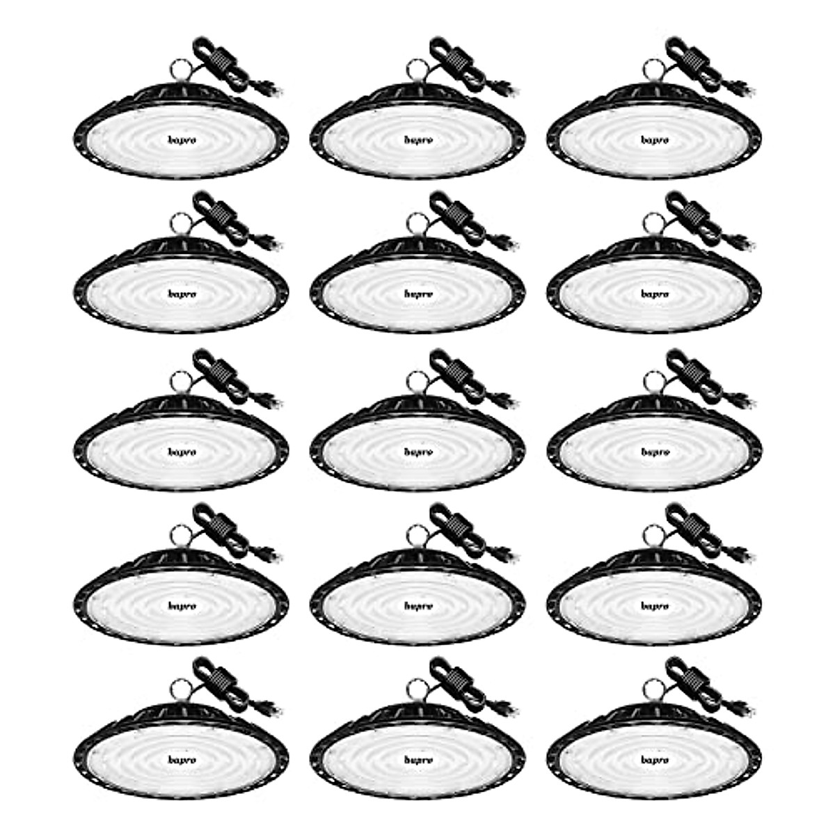 bapro 15 Pack 300W UFO LED High Bay Light Factory Warehouse Industrial Lamp, 6500K Daylight White LED Commercial High Bay Light Workshop Light Garage Light, Fast Dispatch from USA (300W, 15 Pack)