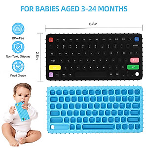 Chuya Baby Teething Toys 2 Pack Teether Toys for Babies for Baby 3-6-12-24 months, Chew Toys for Infant Newborn for Baby Keyboard Shape Silicone Teethers, Soothe Babies Sore Gums