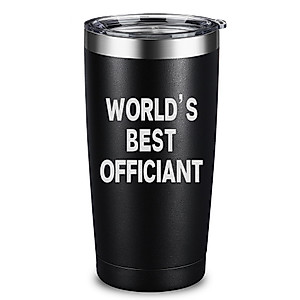 ARIABLE Officiant Gifts for Wedding, Officiant Gift from Bride, Groomsmen Gifts - World's Best Officiant for Men Women - Engraved Insulated Stainless Steel Tumbler, 20oz, Black