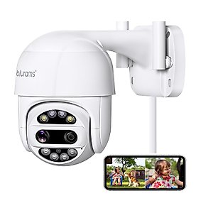 blurams Security Camera Outdoor, 3MP Dual-Lens Wi-Fi Outdoor Camera, 360° PTZ Cameras for Home Security w/Motion Tracking, Two-Way Talk, 2K Color Night Vision, IP66 Weatherproof