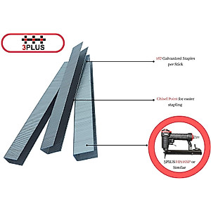 3PLUS 71/16 22 Gauge 3/8-Inch (9mm) Crown 5/8-Inch Leg Length Galvanized Fine Wire Staples, 10,000 per Box, 71 Series Staples