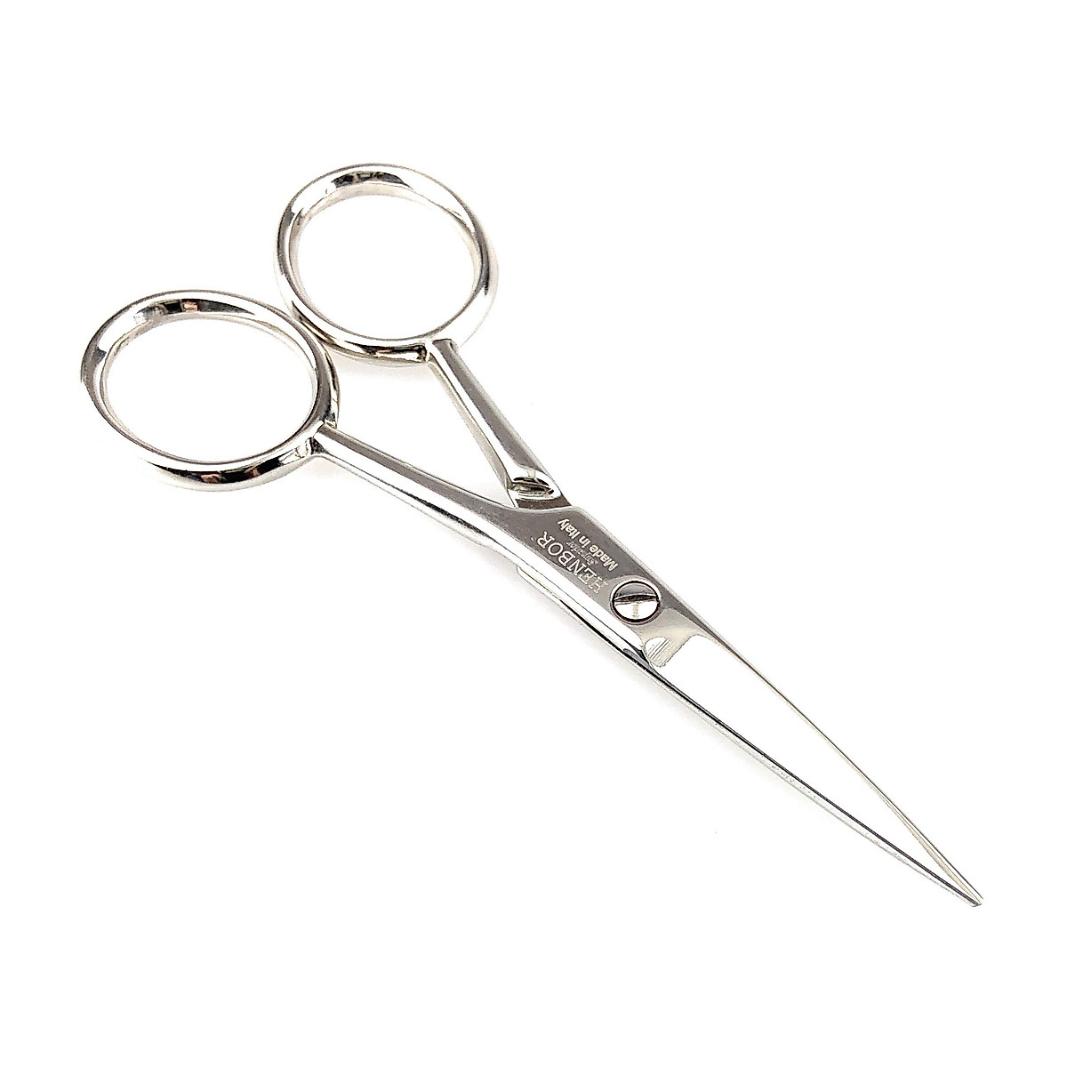 Henbor Italy Mustache & Beard Scissors - Premium Nickel Plated Special C45 Carbon Steel Professional Grooming Tool Mustache and Beard Hair Care | Handcrafted in Premana Italy |