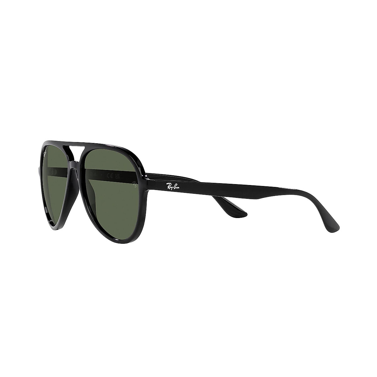 Ray-Ban RB4376 Aviator Sunglasses, Black/Dark Green, 57 mm