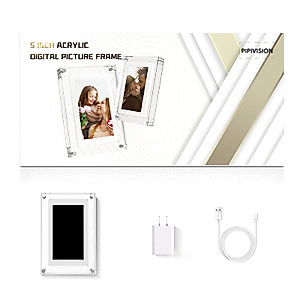 PiPivision 5 Inch Acrylic Digital Picture Frame with Built-in 1GB Memory, 1000mAh Battery, Digital Photo Frame Supporting 480 * 854 Resolution, Ideal Video Frame