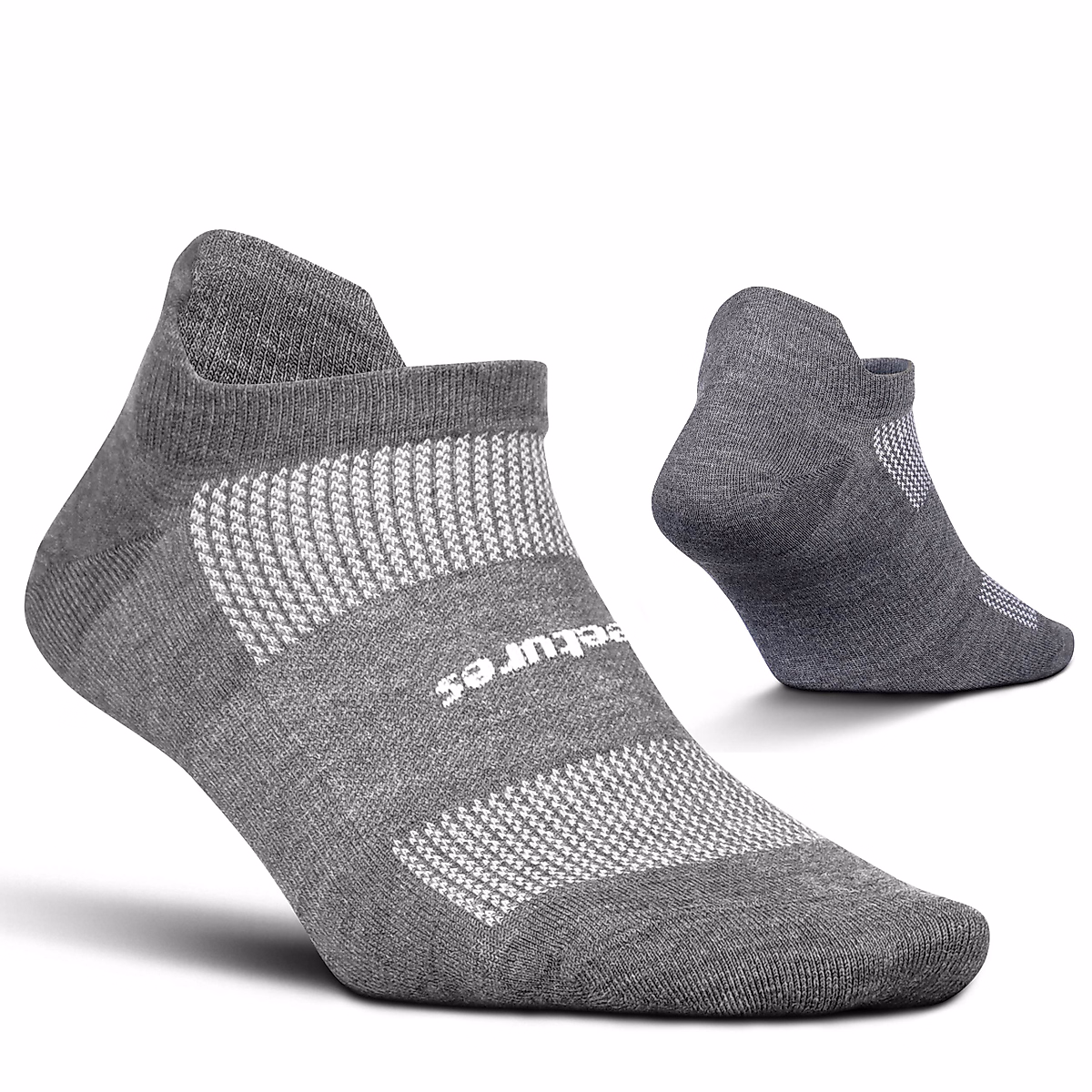 Feetures High Performance Ultra Light Ankle Sock - No Show Socks for Women & Men with Heel Tab - Heather Gray, L (1 Pair)