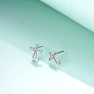 Rnivida 925 Sterling Silver Infinity Cross Stud Earrings for Women