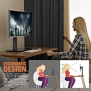 2 Pack Single LCD Computer Monitor Free-Standing Desk Stand Riser for 13 inch to 32 inch Screen with Swivel, Height Adjustable, Rotation, Holds One (1) Screen up to 77Lbs(HT05B-201)