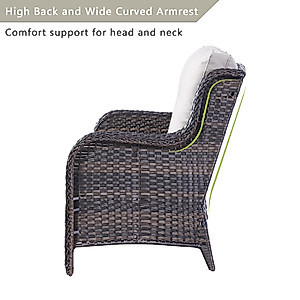 Rilyson Outdoor Patio Couch Wicker Sofa - 3 Seater Rattan Sofa for Outside Patio Garden Porch with Deep Seating and Cushions(Brown/Blue)