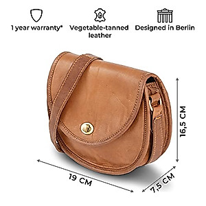 BERLINER BAGS Vintage Shoulder Bag Pavia, Small Leather Shoulder Bag, Handbag for Women - Brown
