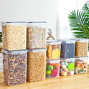 Moretoes Cereal Containers Storage, 10pcs Large Plastic Airtight Food Storage Containers with Lids for Spaghetti Flour Sugar, 6.5L/2pk, 5.2L/2pk, 2.5L/5pk