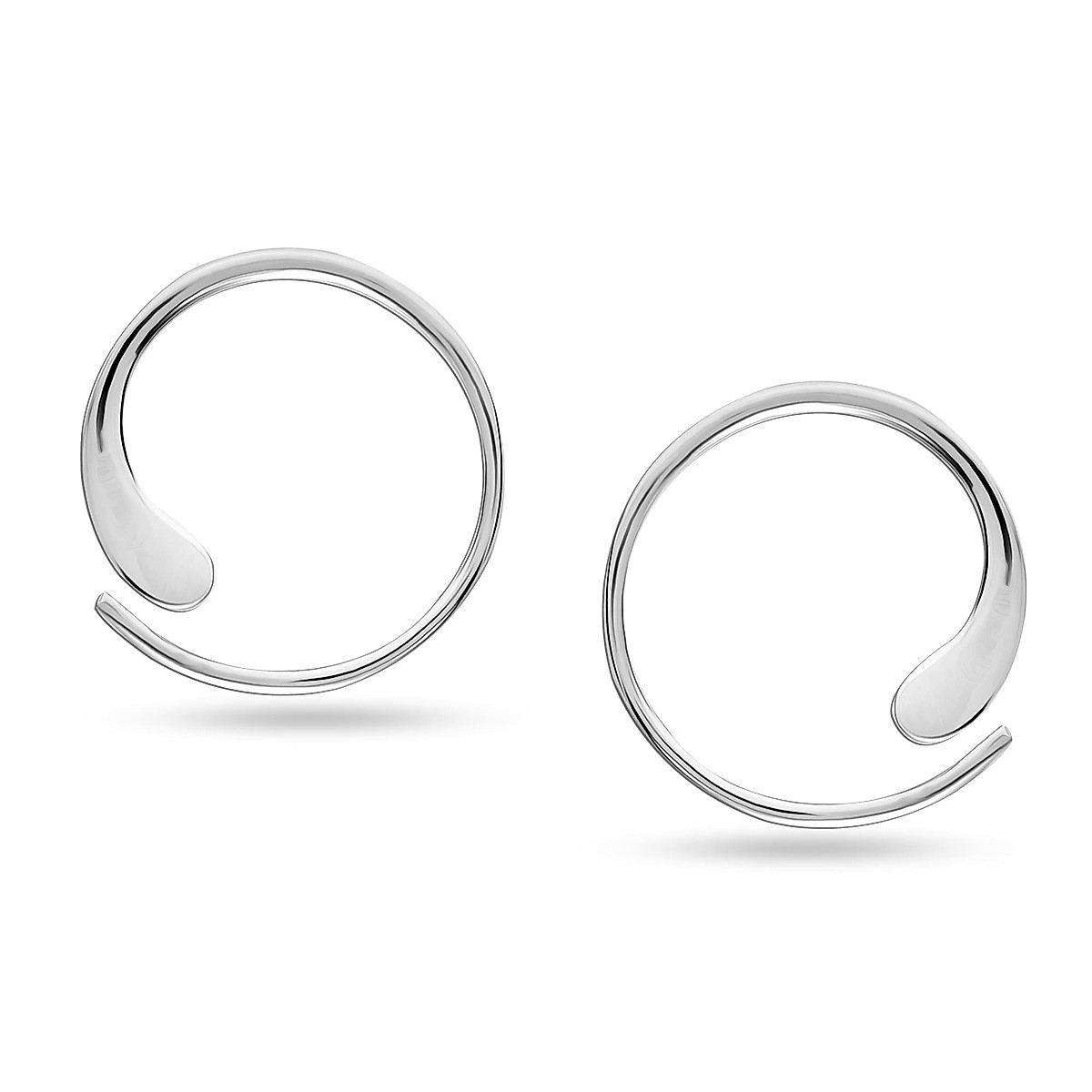 LeCalla Sterling Silver Jewelry Wire Pull Through Hoop Earrings for Women Teen 20 MM