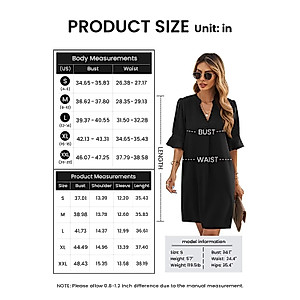 Wkior Women's Shift Dresses Elegant Summer V Neck Casual Flowy Swing Dress Blue S