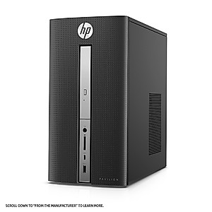 HP Pavilion Desktop Computer, Intel Core i7-7700, 16GB RAM, 1TB Hard Drive, 256GB SSD, Windows 10 (570-p041, Black)