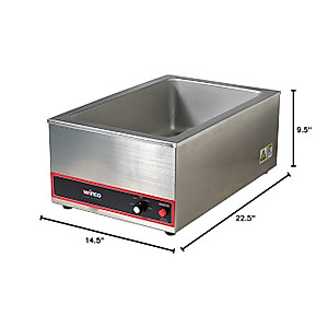 Winco FW-S500 Commercial Portable Steam Table Food Warmer 120V 1200W,Stainless Steel,Large