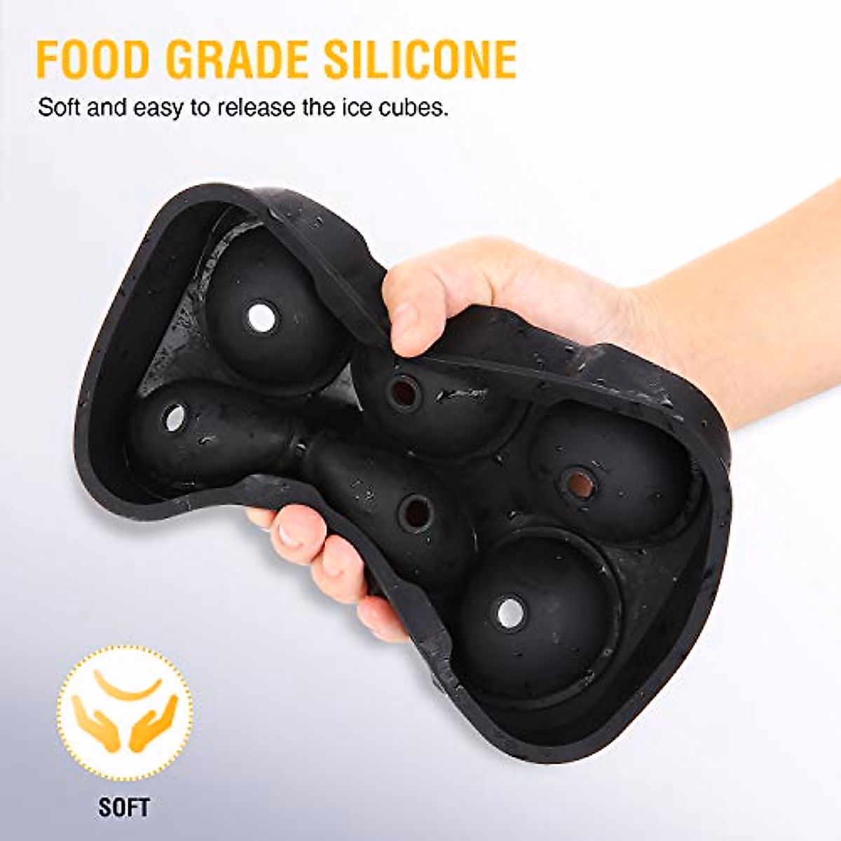 Rechishre Ice Cube Trays Silicone, Sphere Ice Ball Maker with Lid for Whiskey and Cocktails & Bourbon, Reusable and BPA Free 1 Pack