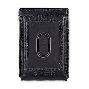 Columbia Men's Leather Front Pocket Wallet Card Holder for Travel