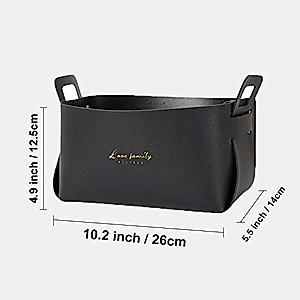 NIKAHOO Small Basket Bin Leather Storage Basket, Foldable Shelf Desk Organizer Trays for Living Room, Office, Nursery, Home Décor
