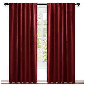 NICETOWN Christmas Burgundy Curtains Blackout Draperies Panels, Thermal Insulated Blackout Drapes for Sliding Door, Burgundy Red Color, 52" x 95", 2 Panels