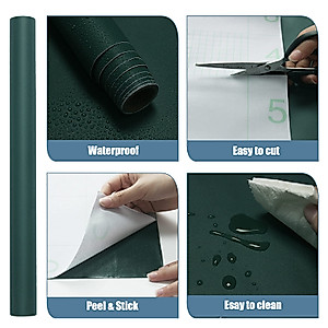 WADILE Peel and Stick Wallpaper 15.9in x 78.7in, Solid Color Contact Paper Waterproof, Vinyl Colored Wall Paper Self Adhesive, Textured Wallpaper Removable for Cabinets/Countertop, Dark Green