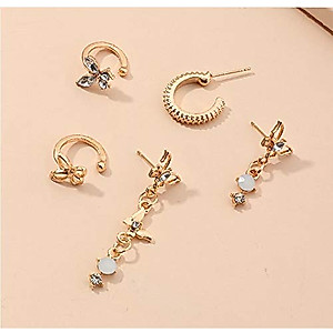 Cathercing Butterfly Earrings Set for Women Girls Butterfly Ear Cuff Earrings Huggie Small Dangle Hoops Hypoallergenic Earrings Lightweight Earrings Modern Jewelry Daily for Gift