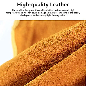 CDIYTOOL Full Protective Cowhide Leather Welder Hood Welding Helmet With Neck Shoulder Protective Gear, Welding Caps Welding Helmet with Auto Darkening Filter Lens Mask Work Cap