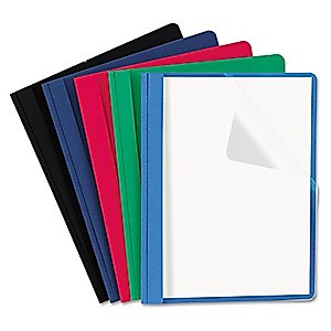 Brother Universal 57119 Clear Front Report Cover, Tang Fasteners, Letter Size, Assorted Colors, 25/Box