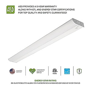 ASD LED Under Cabinet Lighting, 48 inch 24W 1758 LM, Dimmable Hardwired Under Cabinet Lights for Kitchen, 3000K Soft/4000K Cool/5000K Daylight, Under Counter Light Fixtures, ETL Energy Star White