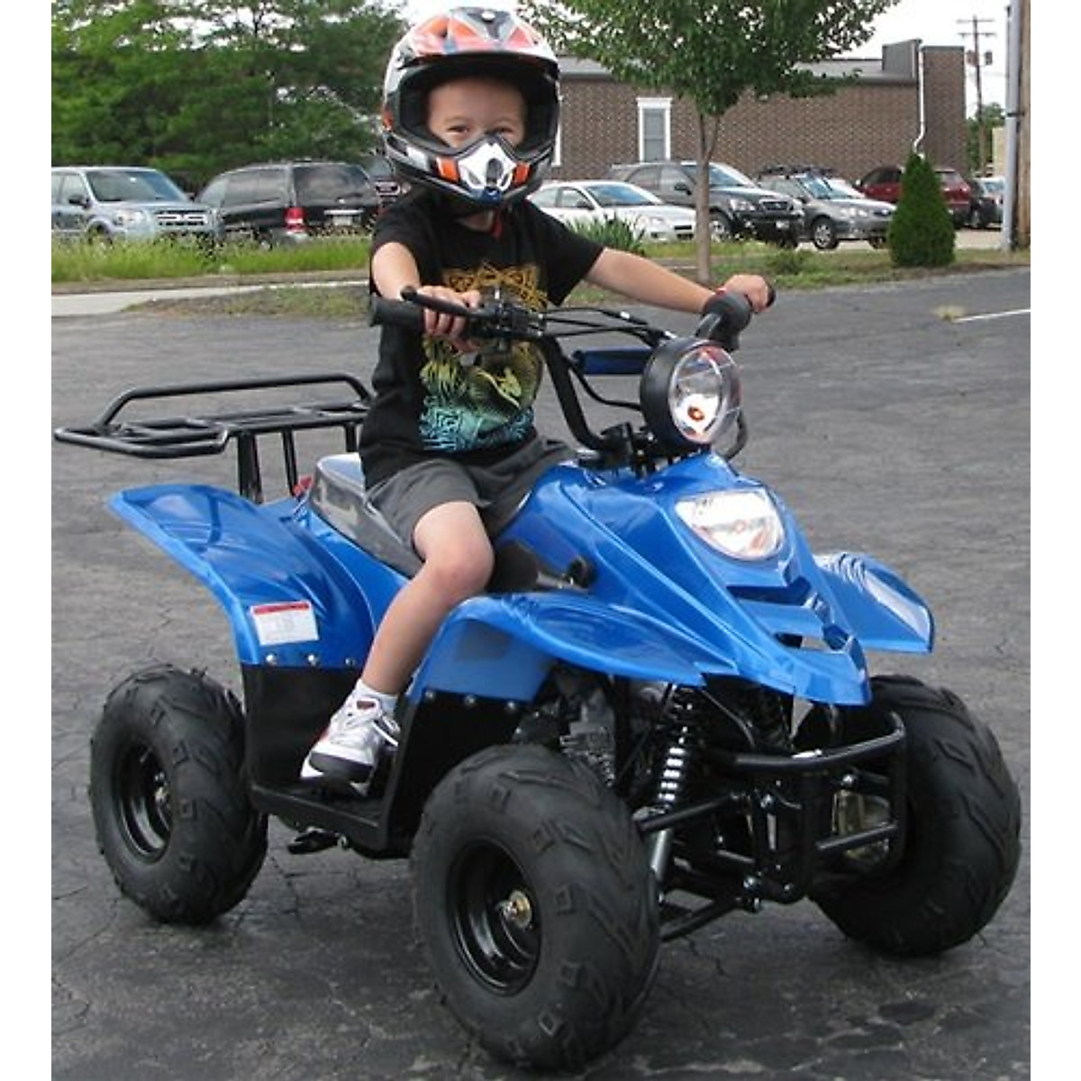 110cc ATV for kids youth children small ATV 4 Wheeler Gas ATV Quad LED lights Matching Rims (Camo color)