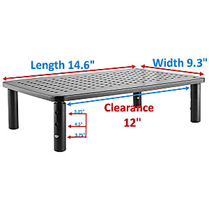 3-Pack Premium PC Monitor & Laptop Stand with Sturdy, Stable Black Metal Construction. Fashionable Riser is Height Adjustable with Non-Skid Rubber. Perfect for Computer Monitor, iMac or printer Shelf