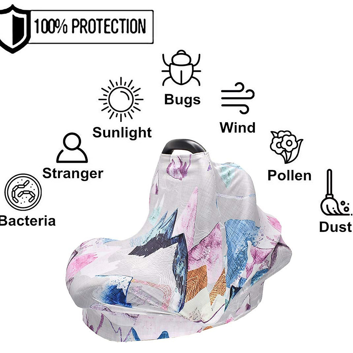 Nursing Cover for Baby Breastfeeding Stretchy Car Seat Canopy for Baby Girls/Boys, Multi-Purpose Soft Breathable Nursing Cover for Shopping Cart, High Chair, Stroller, Baby Shower Gifts(Pink)