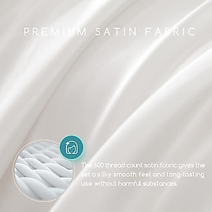 MR&HM Satin Bed Sheets, Full Size Sheets Set, 4 Pcs Silky Bedding Set with 15 Inches Deep Pocket for Mattress (Full, Ivory)