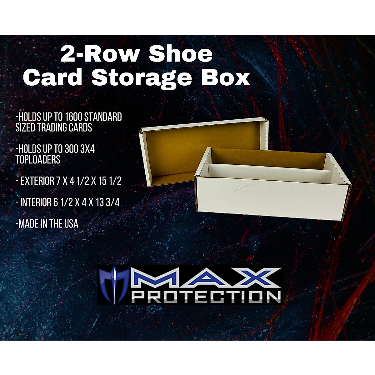 (5) Shoe 2 Row Storage Box (1600 Ct.) - Cardboard Storage Boxes - Baseball, Football, Basketball, Hockey, Nascar, Sportscards, Gaming & Trading Cards Collecting Supplies by MAX PRO