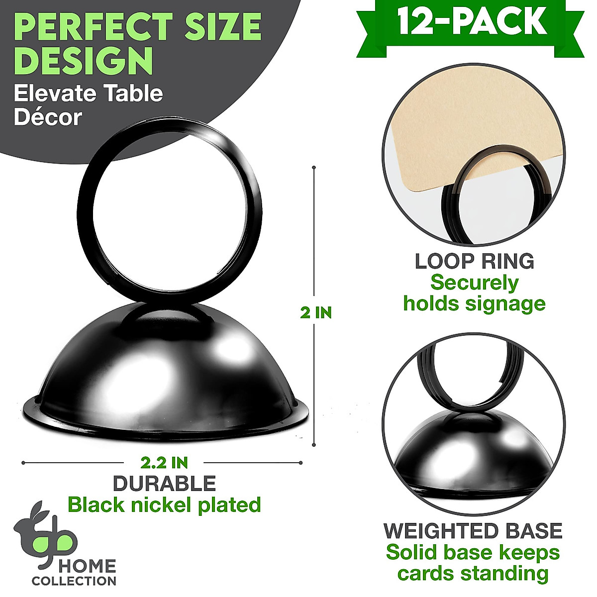 Gray Bunny 12 Pieces Metal Table Number Holders, 2 Inches Black Place Card Holder, Table Number Stands, Table Sign Holders, Black Table Card Holder Stand for Photos, Food Signs, Birthdays, Weddings