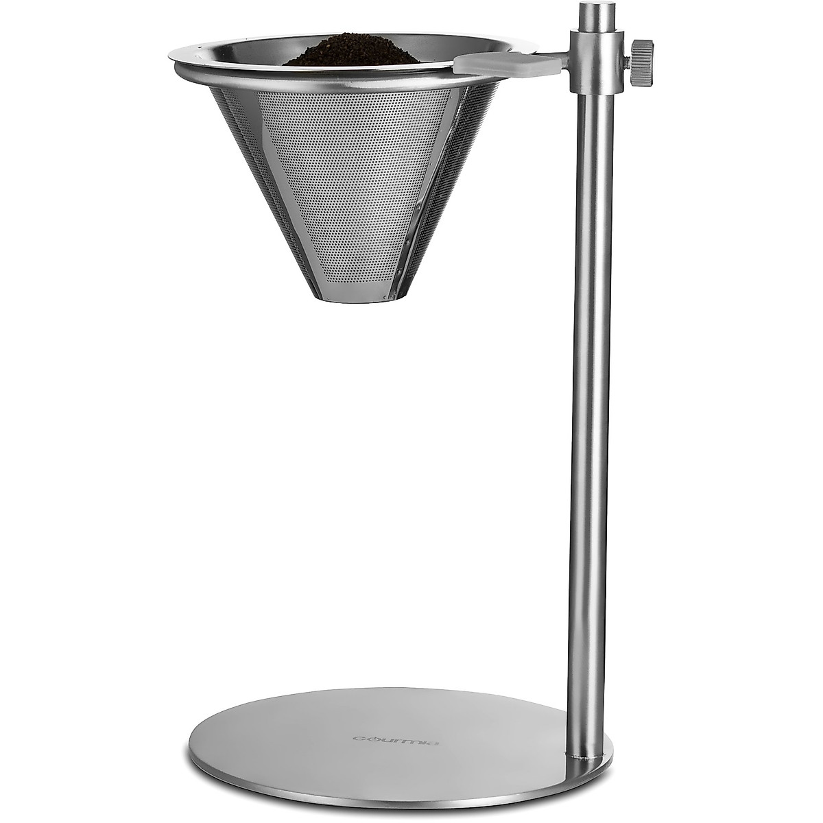 Gourmia GVD9320 Pour Over Stand Coffee Station - Freestanding Drip Coffee Stand with Reusable Stainless Steel Cone Filter - Make Coffee Directly into Mug, Cup or Thermos - Stainless Steel