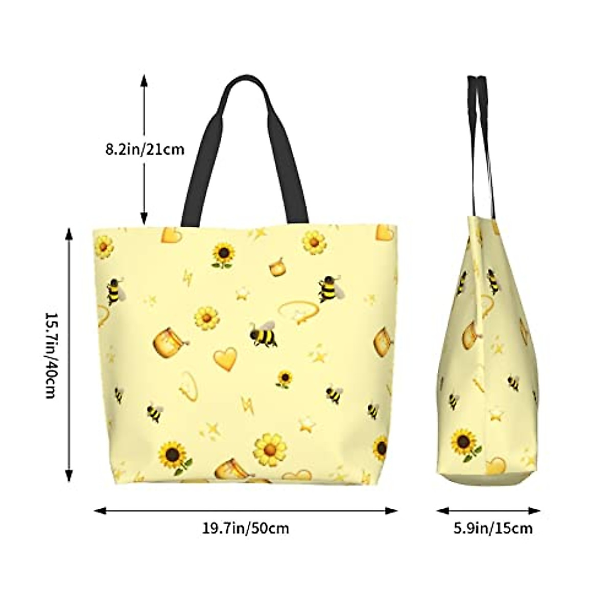 Gelxicu Cute Bee Shoulder Tote Bags Bee Casual Bag Cute Shoulder Handbags Shopping Handbag Grocery Bags