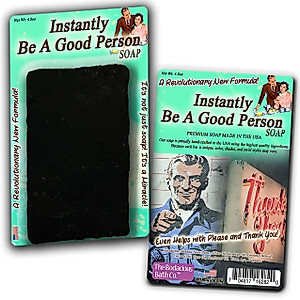 Instantly Be A Good Person Soap Black Bath Soap Pine Tar Scent Funny Vintage Gags for Women Men Novelty Soaps Unisex Secret Santa White Elephant Stocking Stuffers for Men Pine Tar Soap
