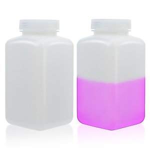 Labvida Square Reagent Bottle HDPE Wide Mouth Plastic Bottle, 2 pcs of 1000ml Sample Sealing Storage Container for Laboratories, Classrooms, or Storage at Home, LVAM003