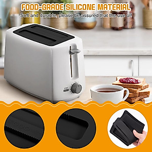 Toaster Cover 2 Slice, 2 Pack Toaster Covers, 4.09x10.78in Silicone Toaster Lid Bread Washable Machine Cover Toaster Oven Cover Kitchen Appliance Covers (Black)